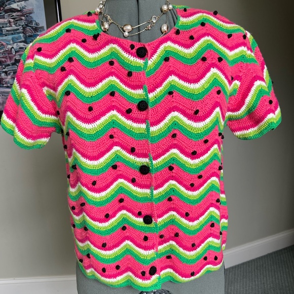 Michael Simon | Sweaters | Michael Simon S Crochet Chevron Watermelon ...